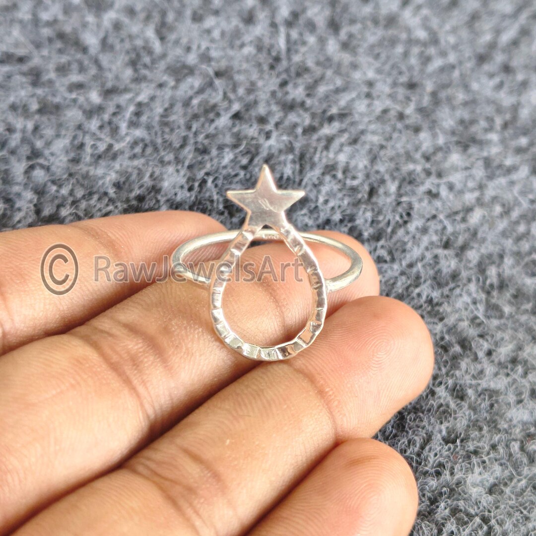 Teardrop Shape Star Band Ring, Handmade 925 Sterling Silver Jewelry - Etsy