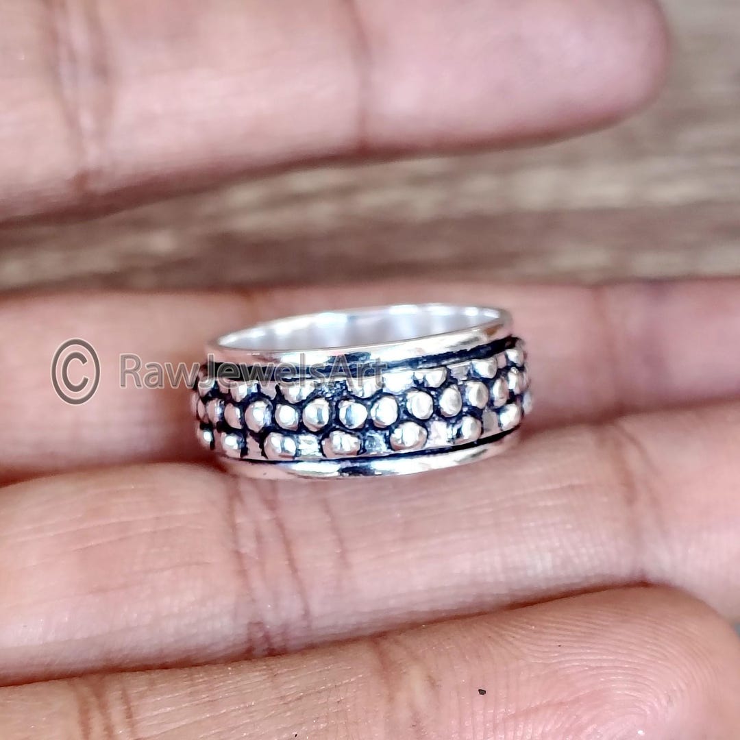 Handmade 925 Sterling Silver Fidget Ring: Boho Spin Band - Etsy