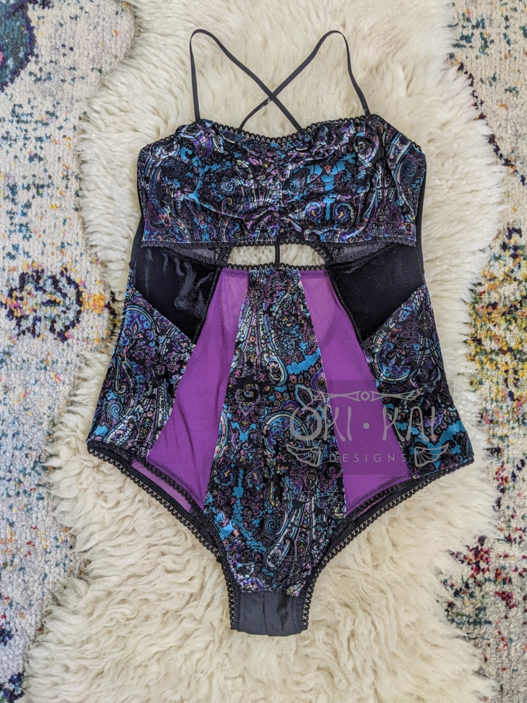 Velvet and Mesh Bodysuit Unique Lingerie Handmade in Oregon - Etsy