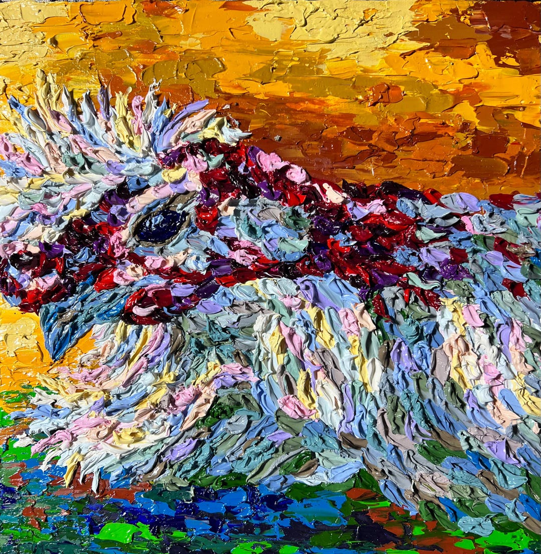 Frizzle Chicken Oil Painting Farmhouse Wall Art Hand-painted Chicken ...