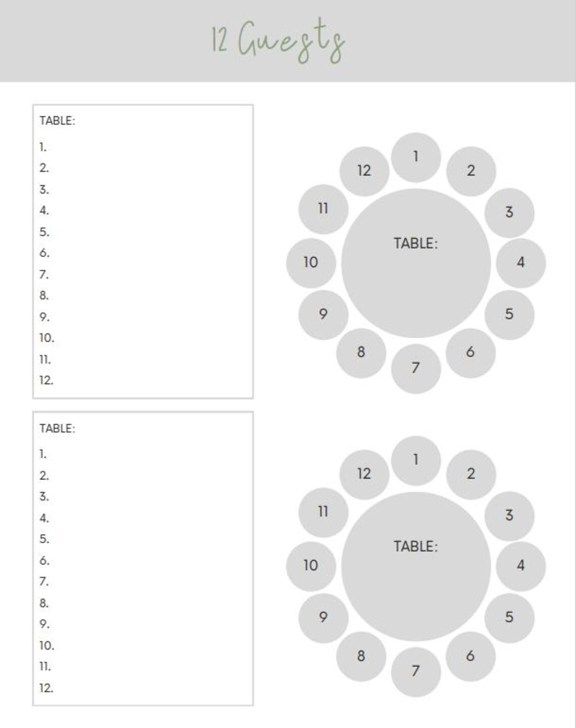 Wedding, Table Planner, Round Table Planner, Seating Plan, Top Table ...