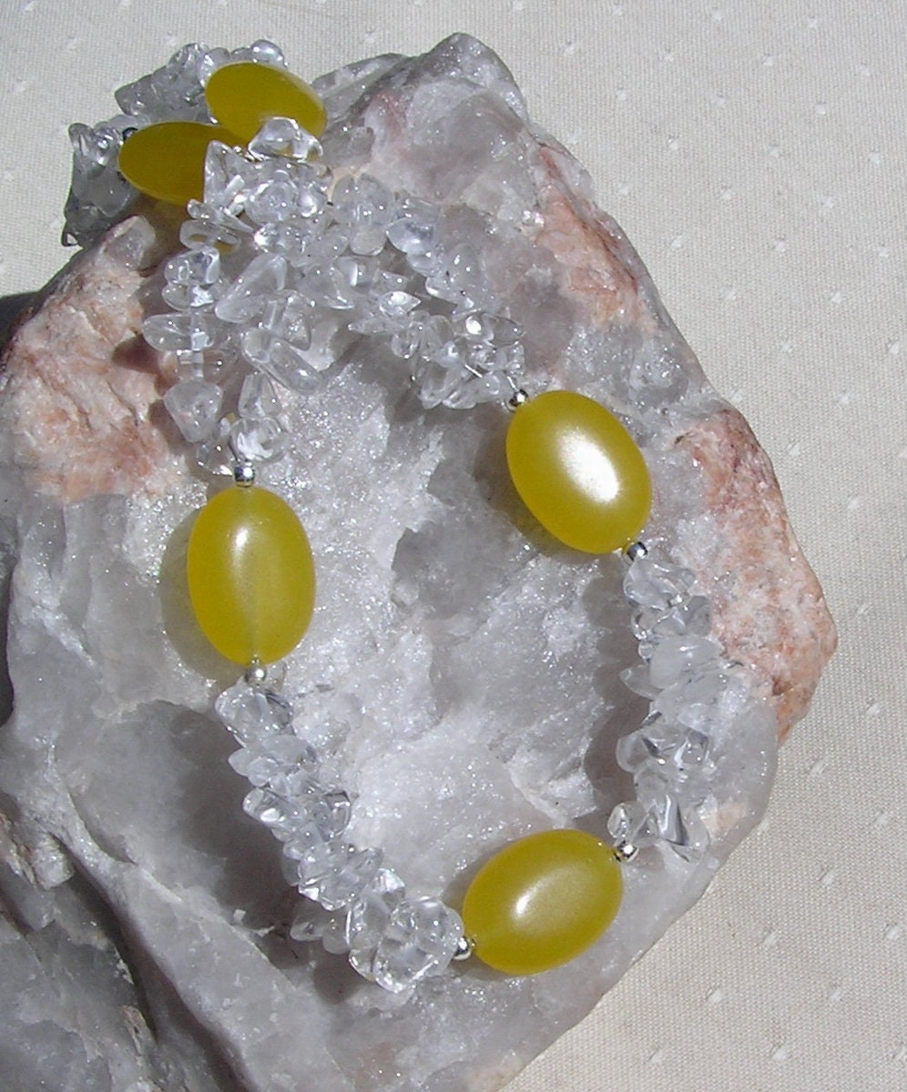 Clear Quartz & Yellow Jade Crystal Gemstone Chunky Statement | Etsy