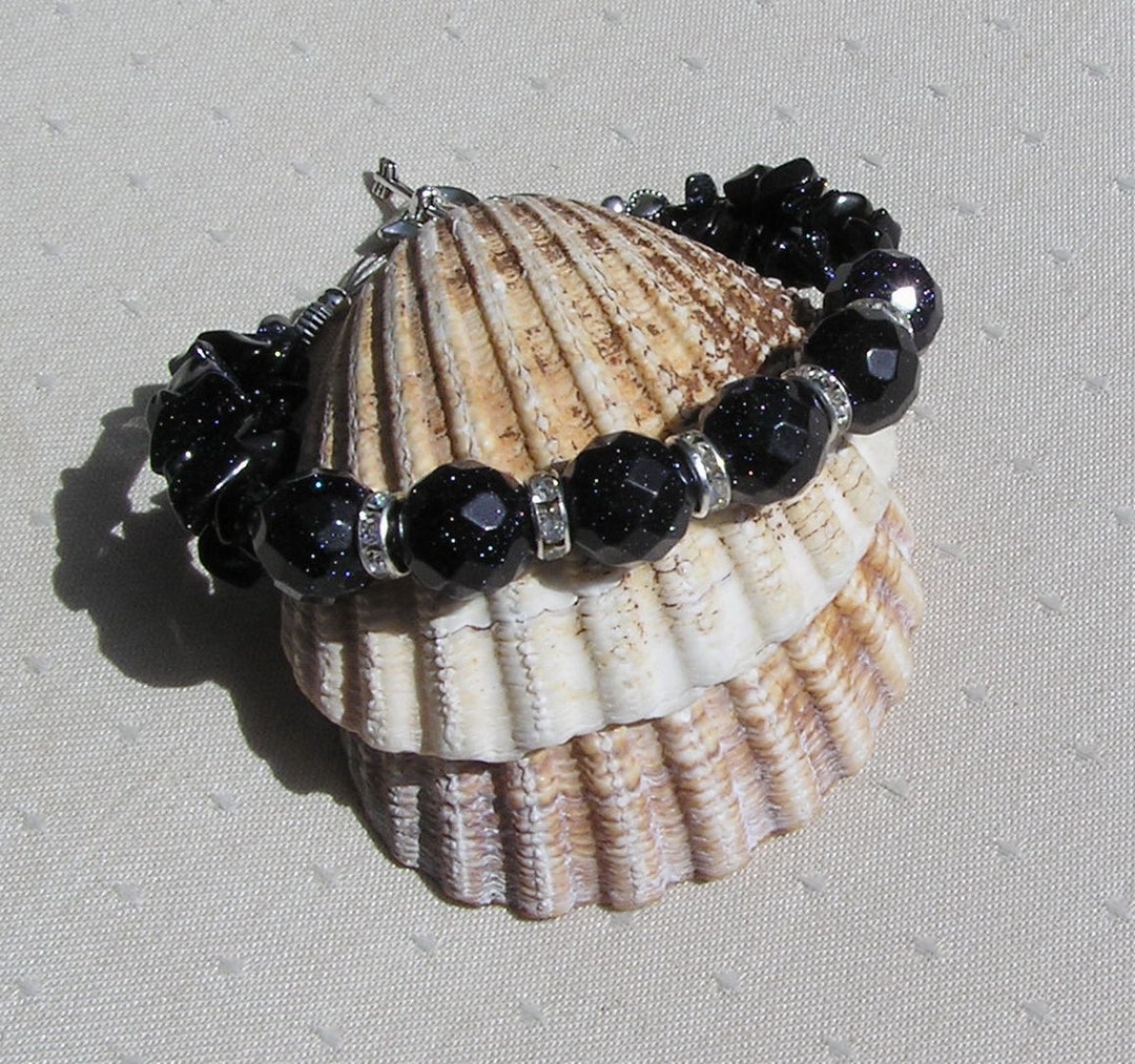 Blue Goldstone Gemstone Crystal Chakra Bracelet "blue Moon", Blue ...