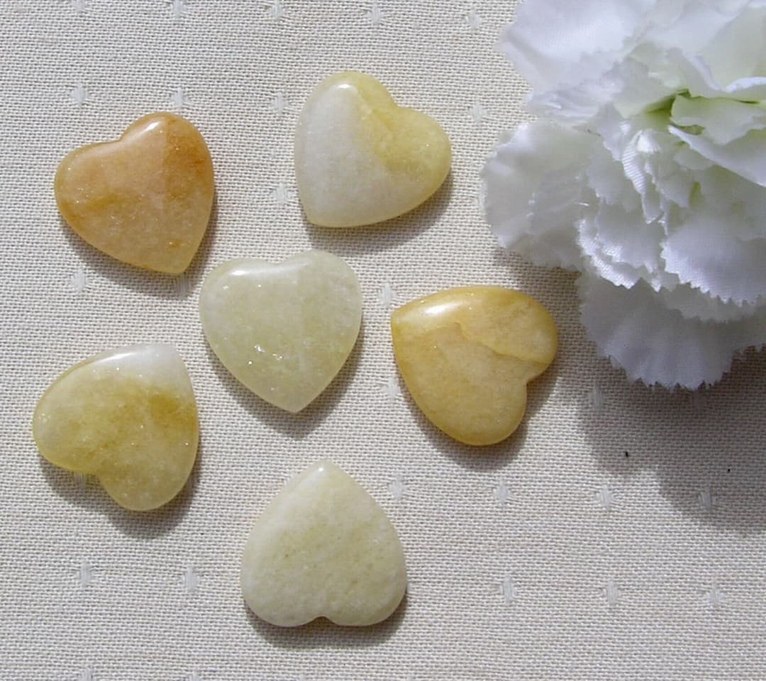 Yellow Aventurine Gemstone Hearts - Polished Crystal Reiki Stone, 20mm ...