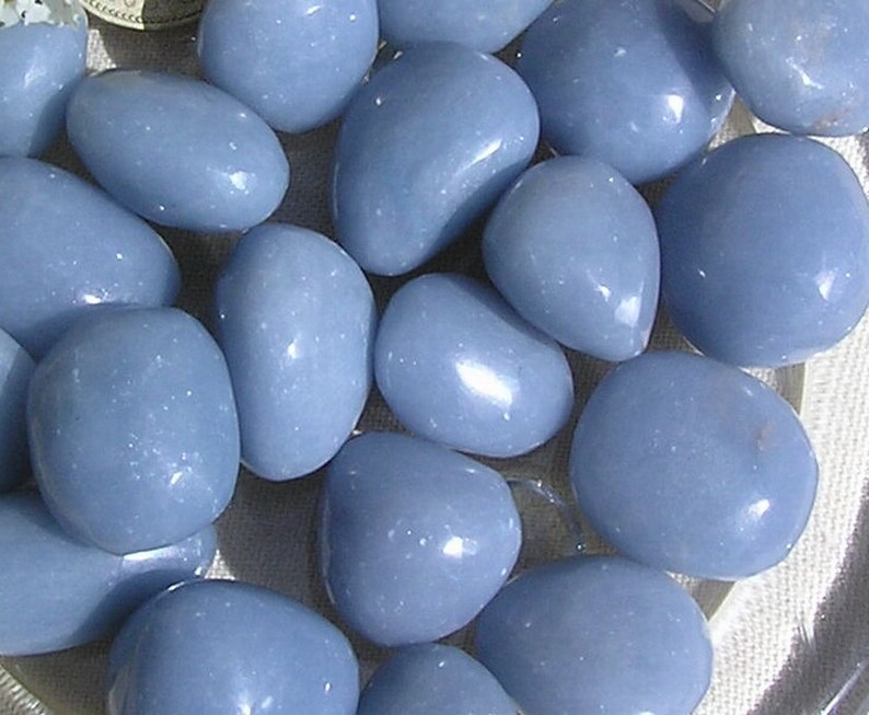 5 Blue Angelite Crystal Tumblestones Blue Crystals - Etsy