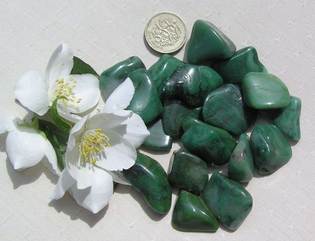 12 Green Buddstone Tumblestones, African Jade Crystals, Reiki Healing ...