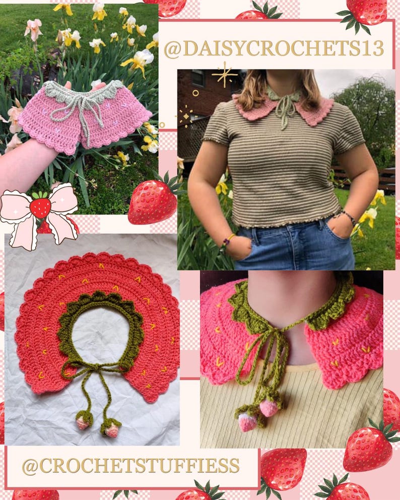 Strawberry Collar Crochet Pattern PDF Digital Download, Whimsical ...