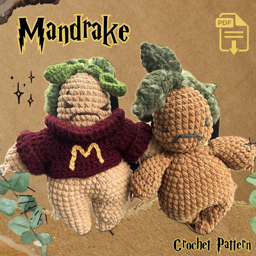 Cheeks Mcshriek the Mandrake With Sweater Crochet Pattern Magical ...