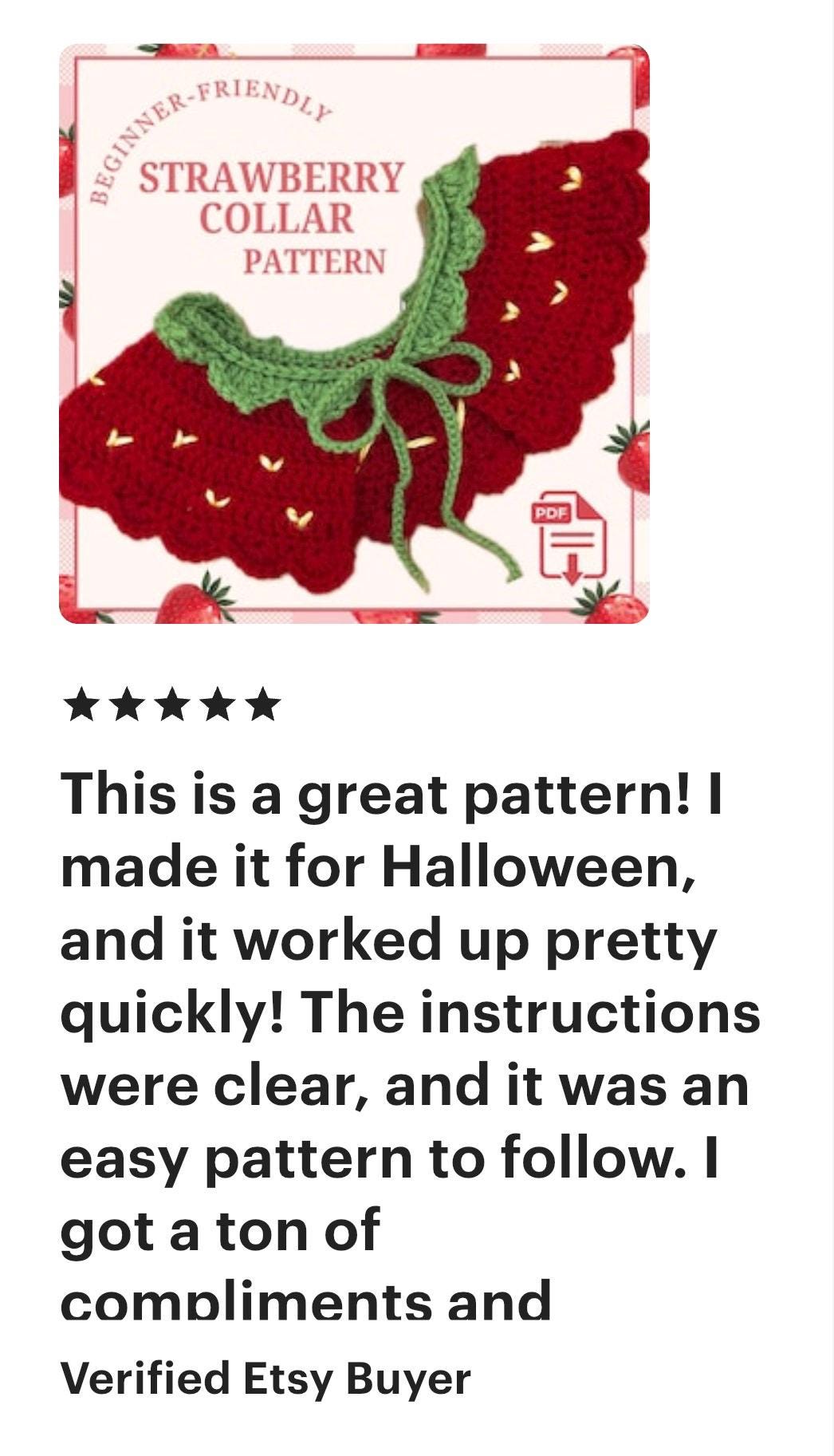 Strawberry Collar Crochet Pattern PDF Digital Download, Whimsical ...