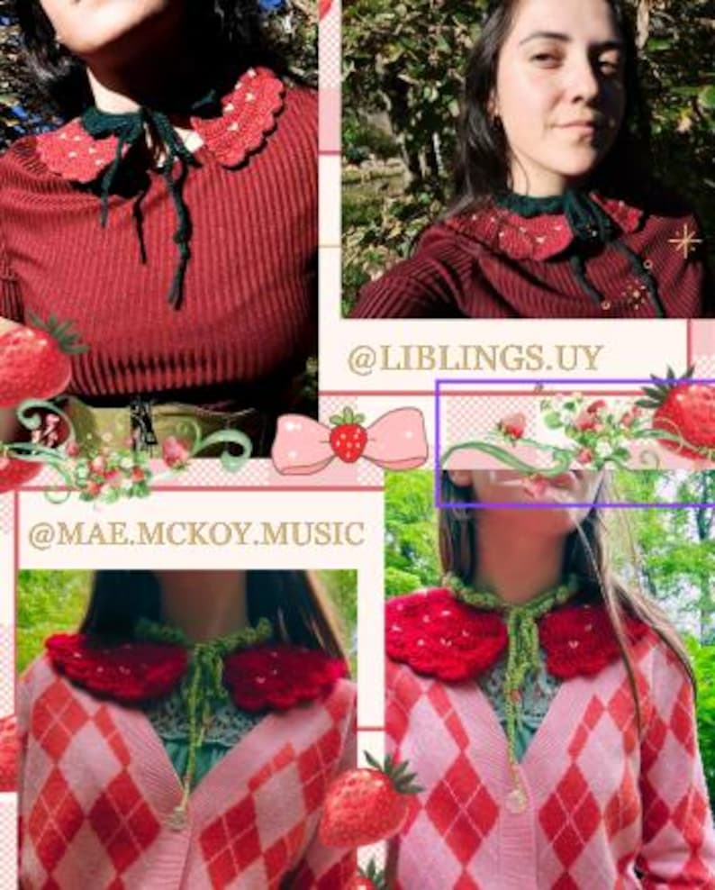 Strawberry Collar Crochet Pattern PDF Digital Download, Whimsical ...