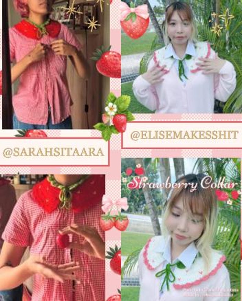 Strawberry Collar Crochet Pattern PDF Digital Download, Whimsical ...