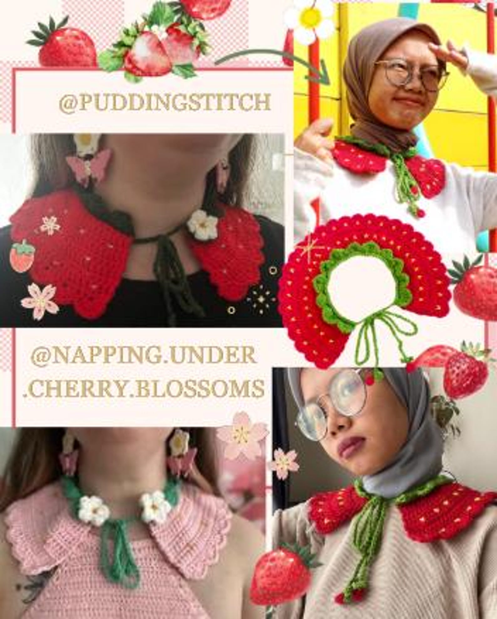 Strawberry Collar Crochet Pattern PDF Digital Download, Whimsical ...