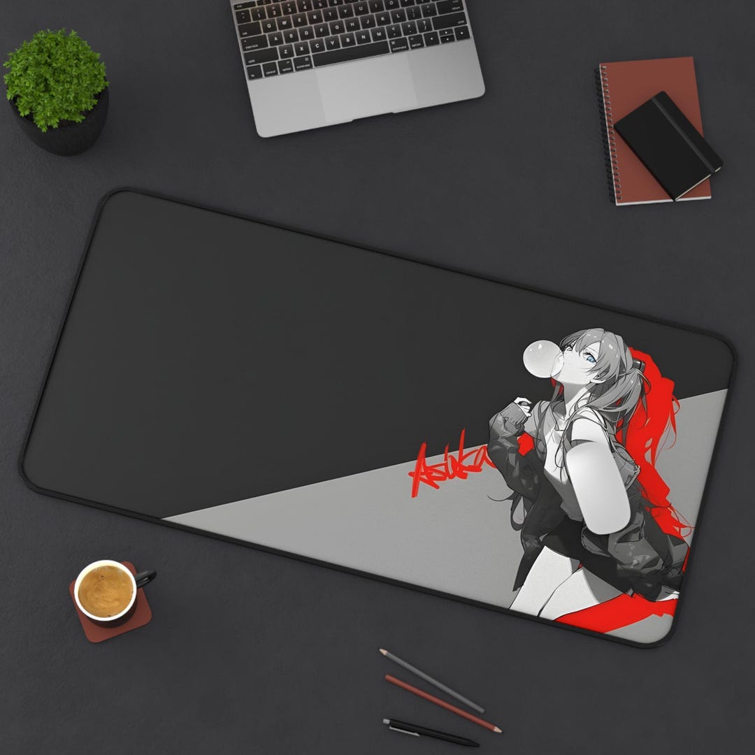 Anime Desk Mat, Evangelion Asuka Gaming Mousepad, Neoprene Decor - Etsy