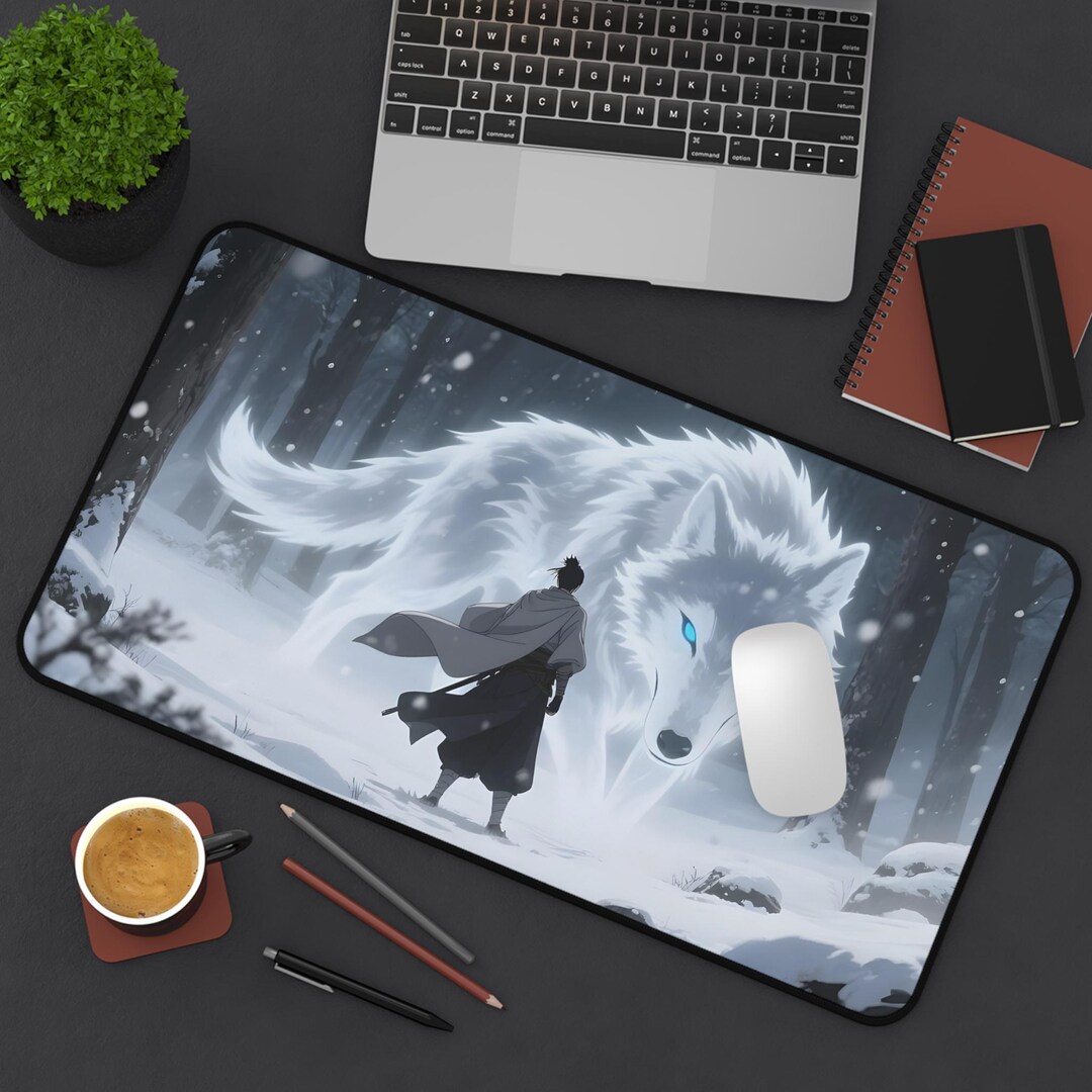 Anime Snow Wolf Vs Ronin Desk Mat, Gaming Mouse Pad, Large Desk ...