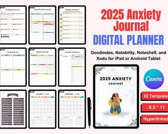 2025 Anxiety Journal | 2025 Mental Health Planner | Digital Mood ...