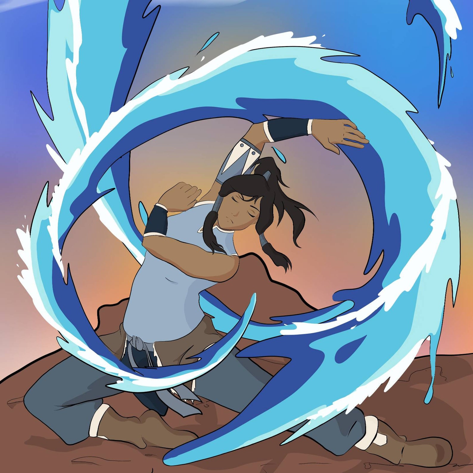 Avatar Korra Waterbending Art Print - Etsy UK