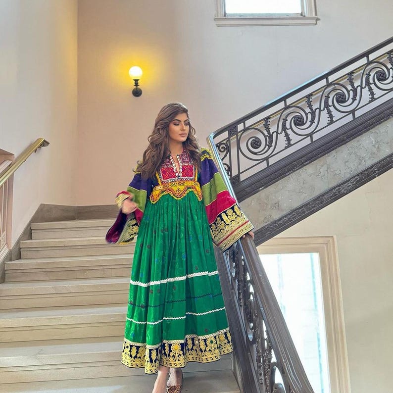 Vibrant Handmade Afghani Dress for Women – Traditional Afghan ...