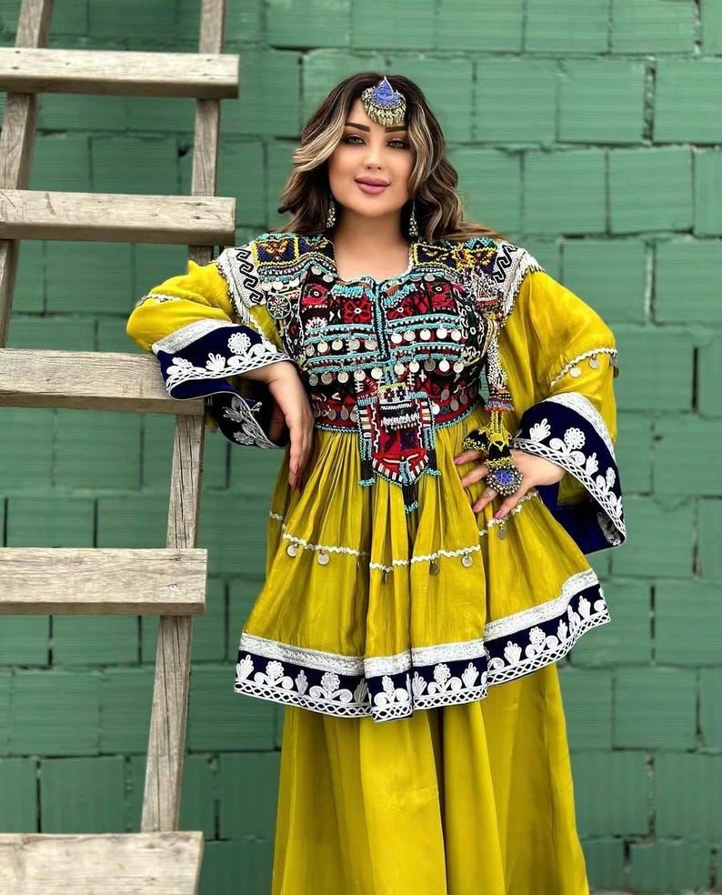 Traditional Afghani Handmade Dress for Women – Embroidered Ethnic ...