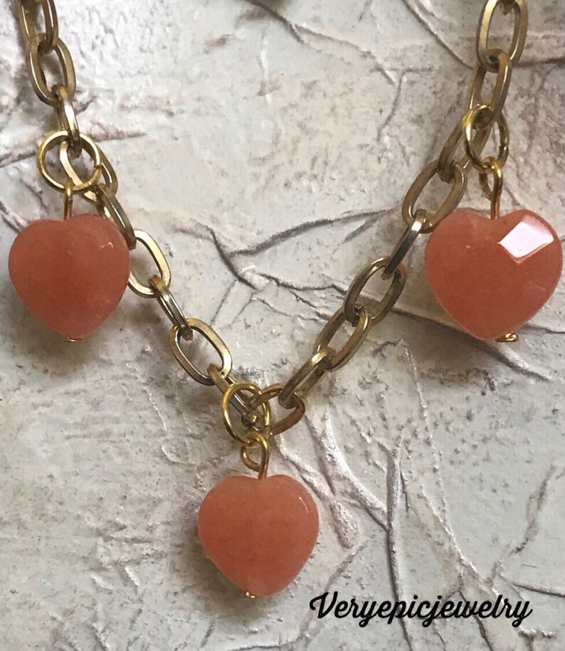 Boho Necklace, Peach Colored Gemstones, Bohemian Necklace, Beaded ...