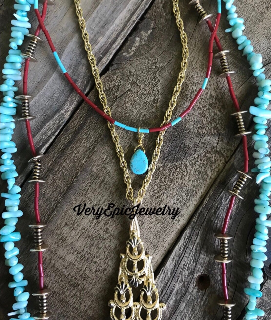 Bohemian Layered Necklace, Boho Gypsy Queen Necklace, Filigree Pendant ...