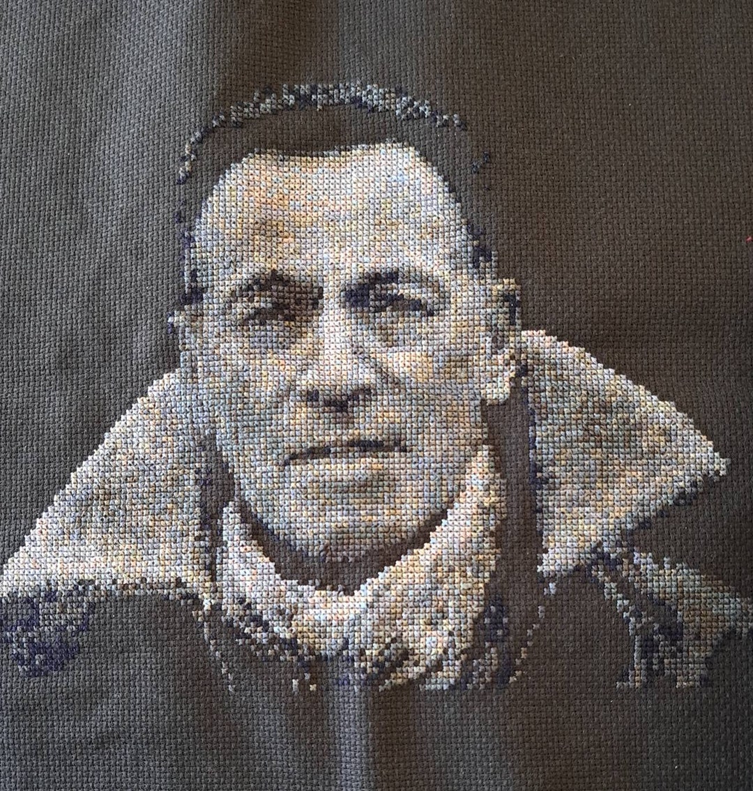 Striking Handmade Cross Stitch Portrait Bruce Springsteen - Etsy