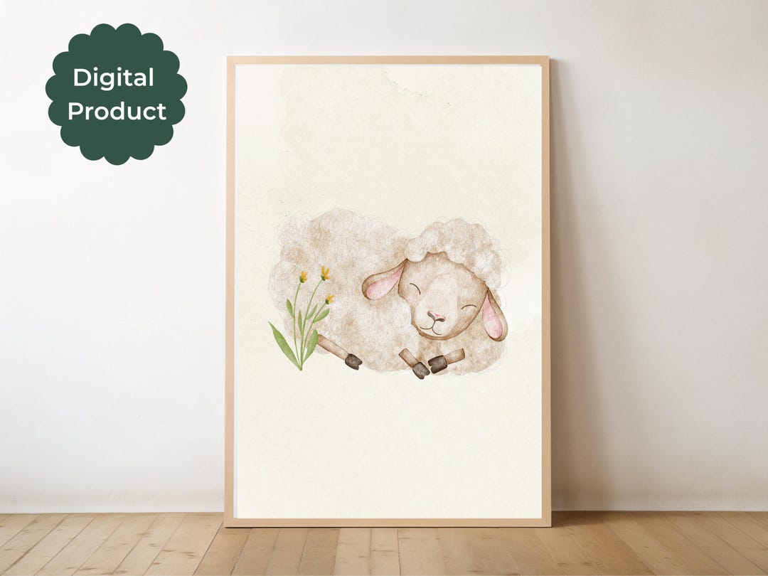 Watercolor Sheep Digital Art Print, Easter Watercolor Art, Spring ...