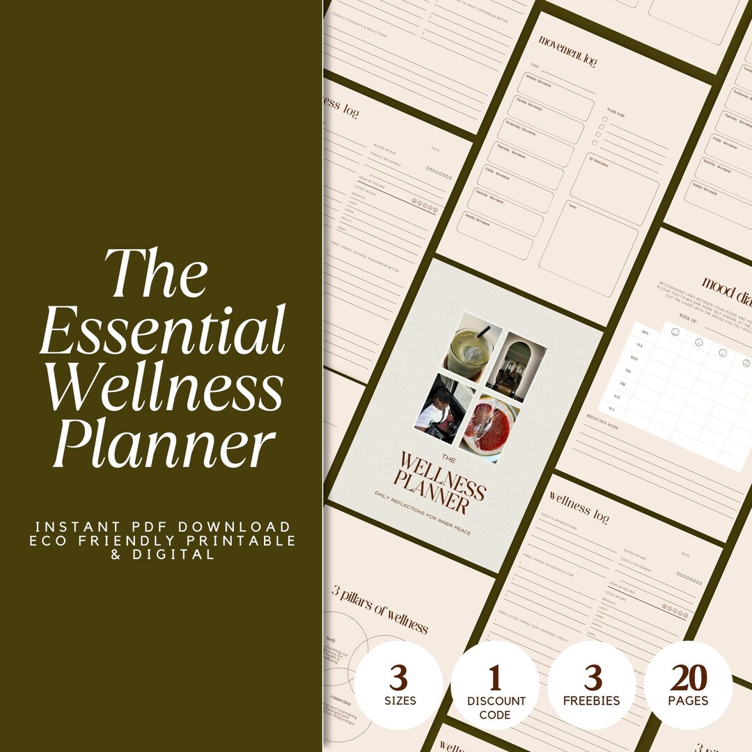 Printable Wellness Planner, PDF, Aesthetic Minimalist Planner, Self ...