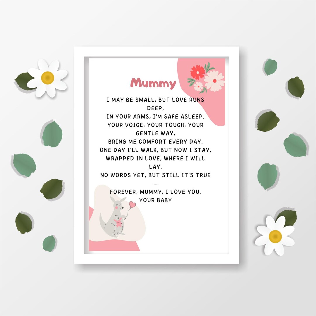 Printable A4 Mummy Poem | Mother’s Day Gift From Baby | New Mum Gift ...