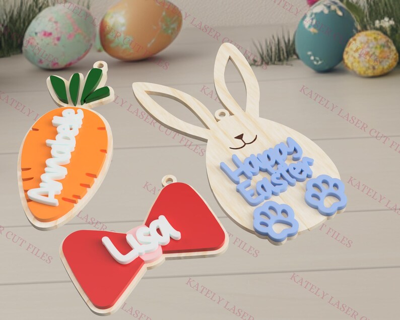 Easter Name Tag SVG, Laser Engraved Keychain File, Glowforge, Cricut ...