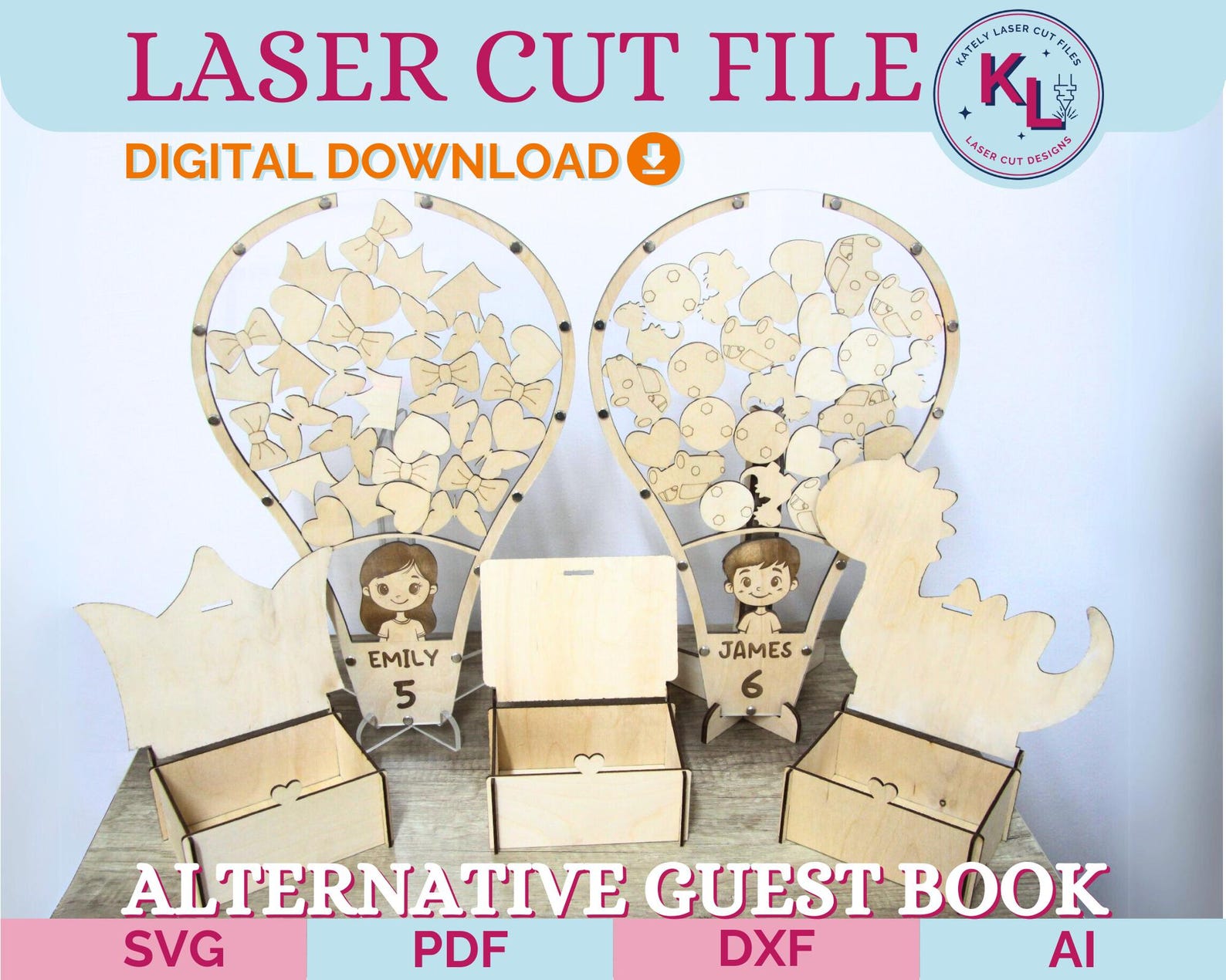 Balloon Guestbook SVG File, Laser Cut Guestbook for Shower & Birthdays ...