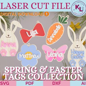 Easter Name Tag SVG, Laser Engraved Keychain File, Glowforge, Cricut ...