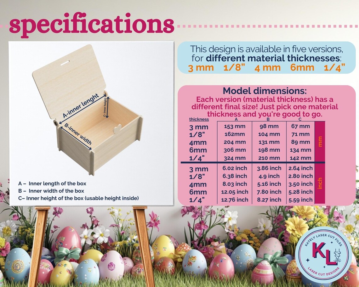 Custom Laser Cut Wooden Gift Box SVG - Decorative 3mm,4mm, Plywood Plan ...