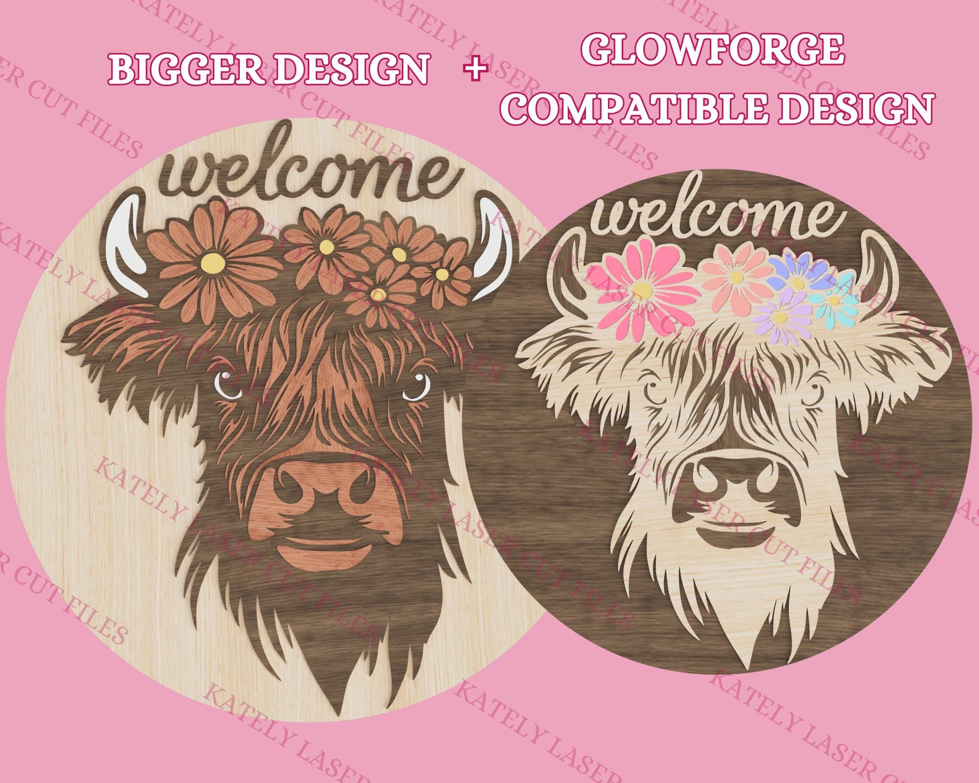 Highland Cow Door Hanger SVG – Laser Cut File, Highlander Cow Sign for ...