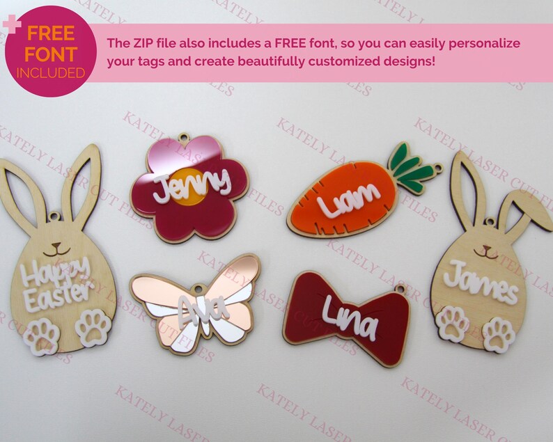 Easter Name Tag SVG, Laser Engraved Keychain File, Glowforge, Cricut ...