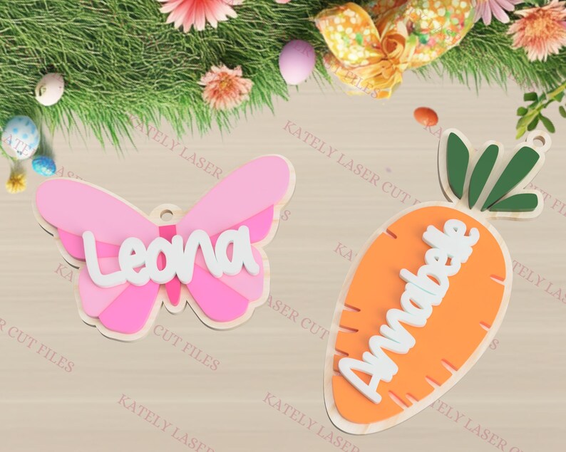 Easter Name Tag SVG, Laser Engraved Keychain File, Glowforge, Cricut ...