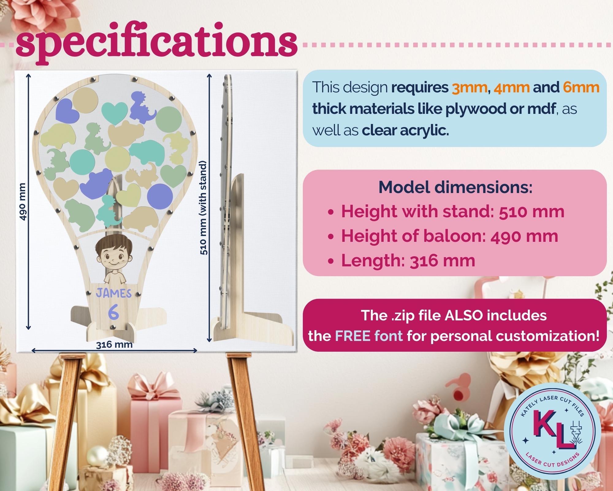 Balloon Guestbook SVG File, Laser Cut Guestbook for Shower & Birthdays ...