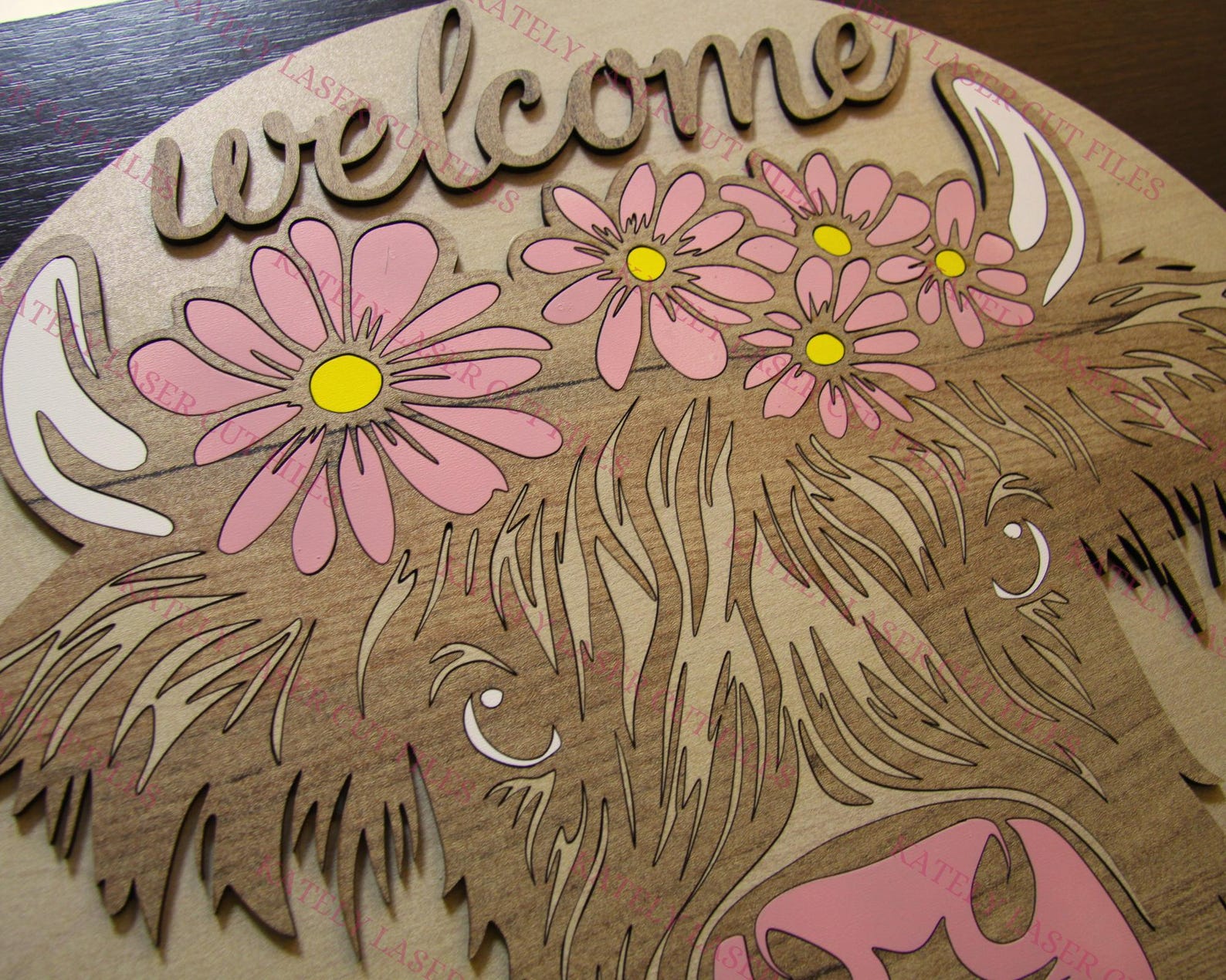 Highland Cow Door Hanger SVG – Laser Cut File, Highlander Cow Sign for ...