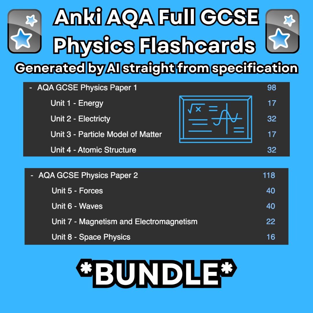 AQA GCSE Physics Paper 1 & 2 Bundle Key Definitions Anki Flashcards (ai ...