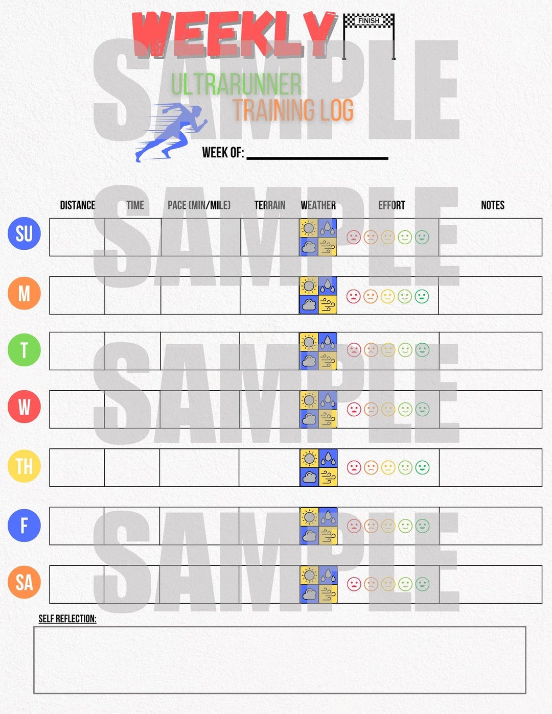 Printable-ultramarathon Training Log (color) - Etsy