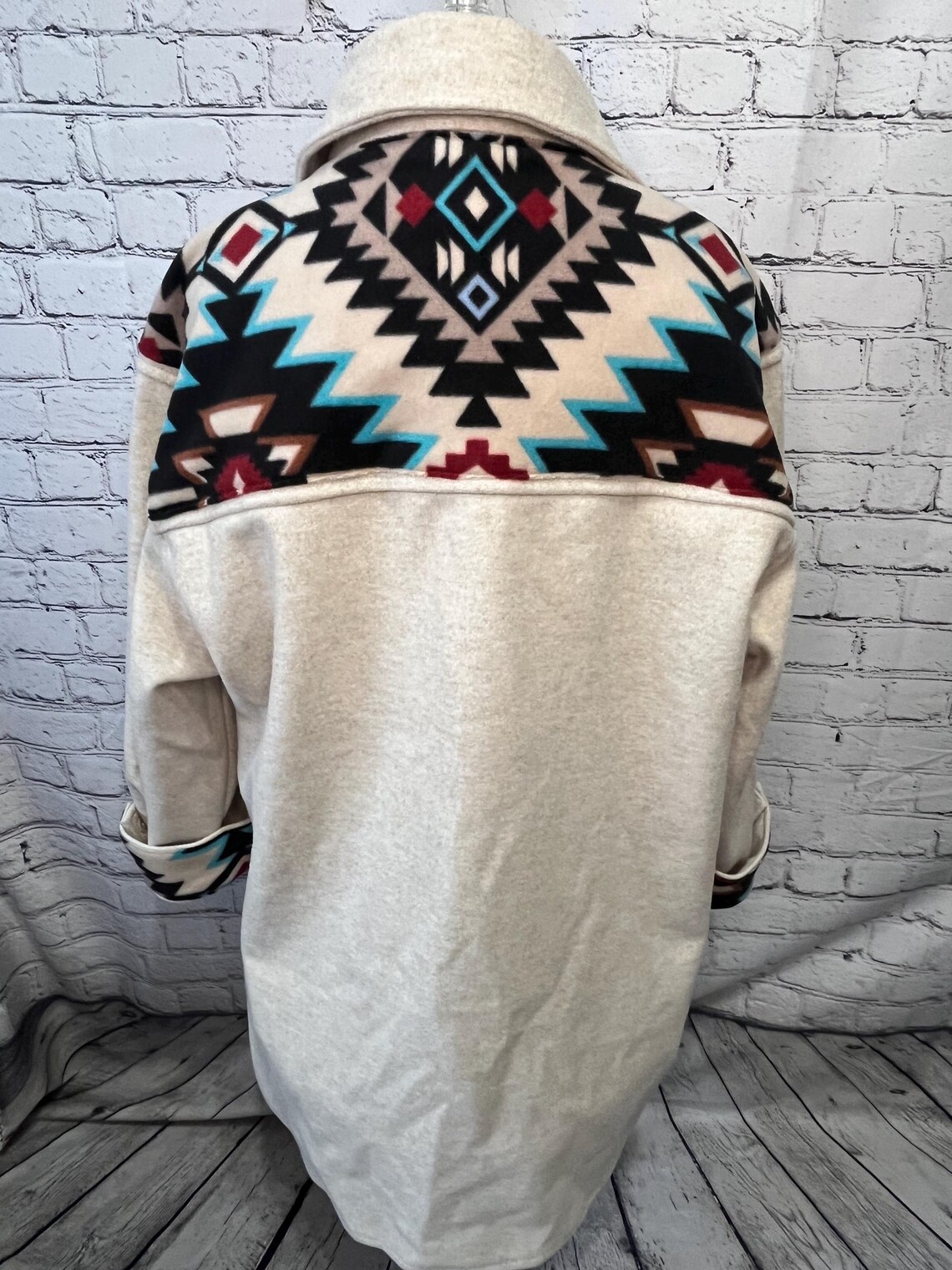Cream Colored Cowgirl Flanel Shirt Navajo Print OVERSIZED Medium - Etsy