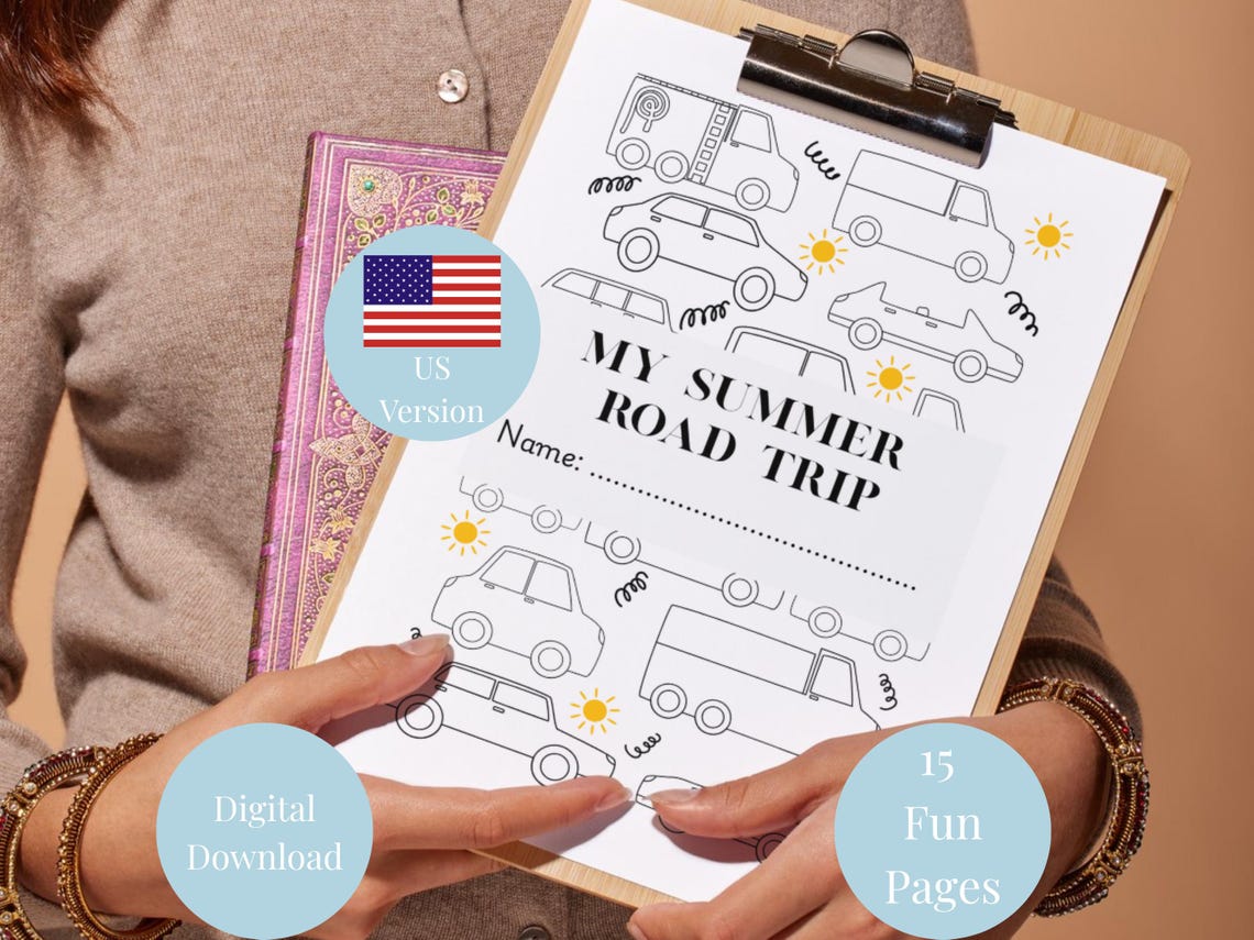 Kids Summer Road Trip Activity Sheets Worksheets Workbook Fun Screen ...
