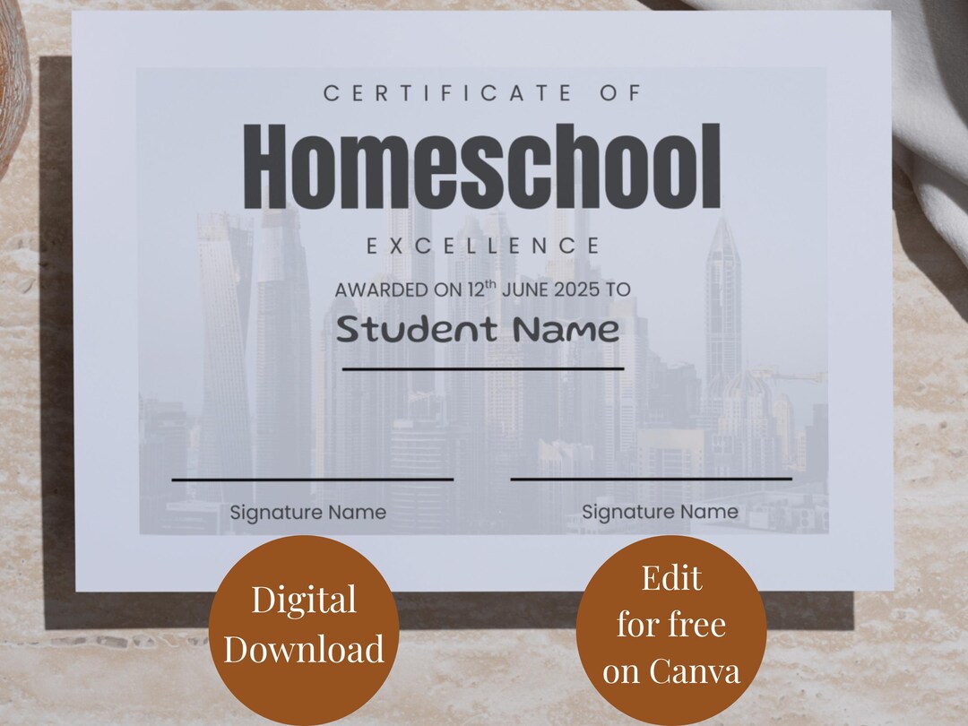 Editable Homeschool Home Education Graduation Diploma Certificate Award ...