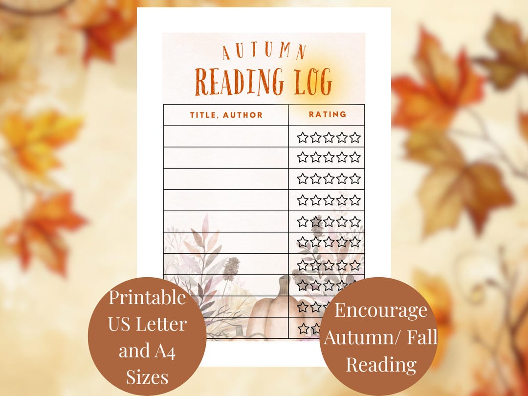 Autumn and Fall Printable Reading Log Book Tracker Library Record ...