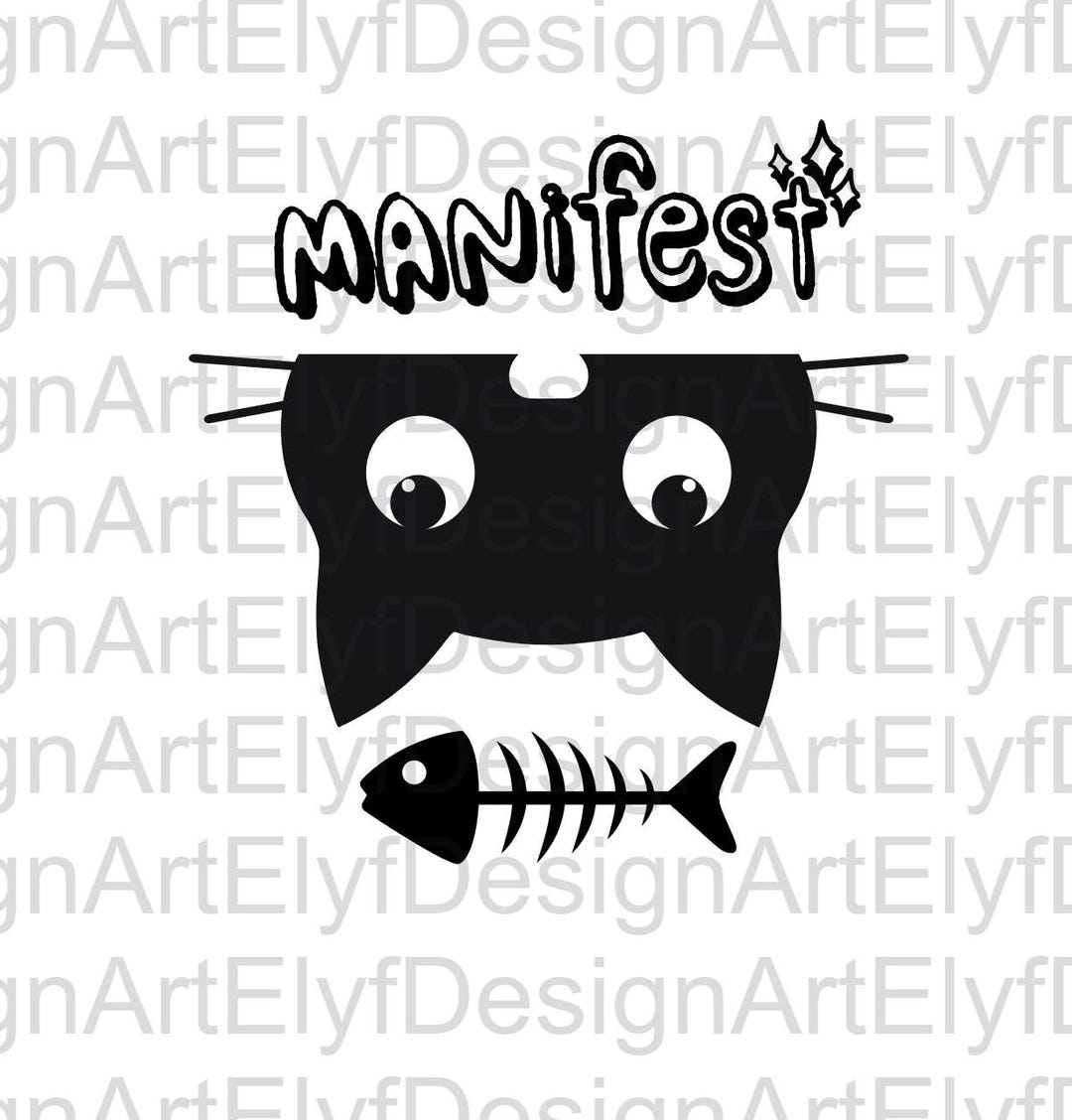 Cat Fish Manifest PNG L Funny Pngl L Manifesting Cat Design Printablel ...
