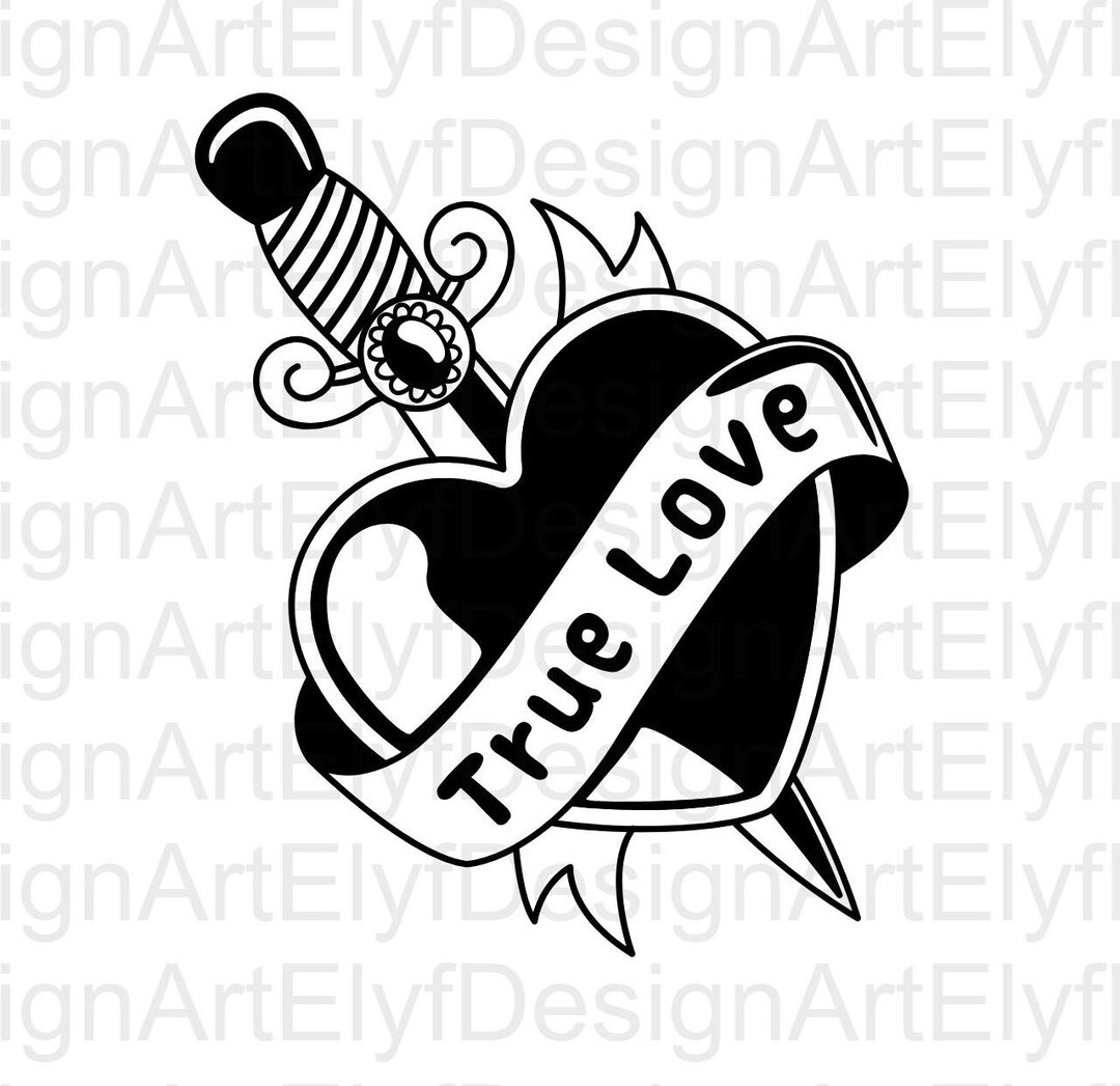 True Love Heart With Arrow Design PNG | Tattoo Design L Valentine's Day ...