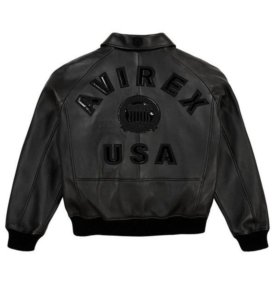 Men's Avirex Triple Black Motorcycle Jacket American Flight Handmade ...