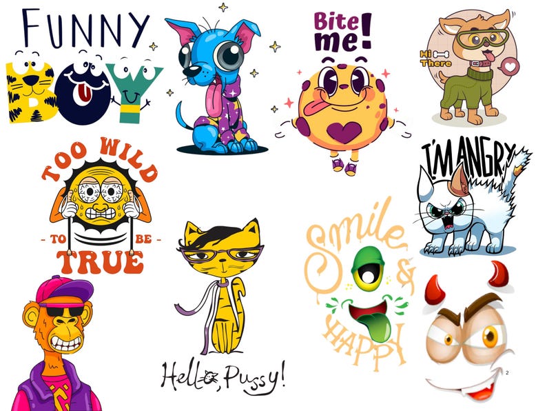 Cartoon SVG Bundle – 10 Cute & Fun Cartoon Designs | PNG Digital ...