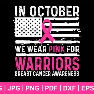 Breast Cancer Awareness SVG: Pink Ribbon American Flag (digital File ...