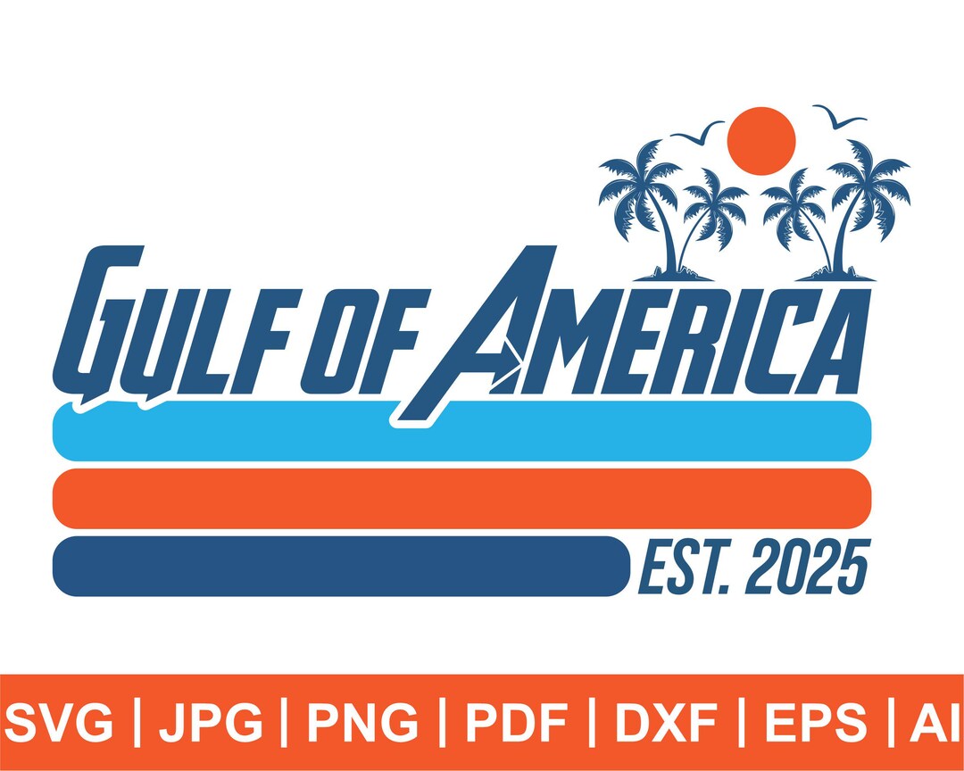 Gulf of America Retro Beach SVG PNG: Gulf USA Est 2025 (digital ...