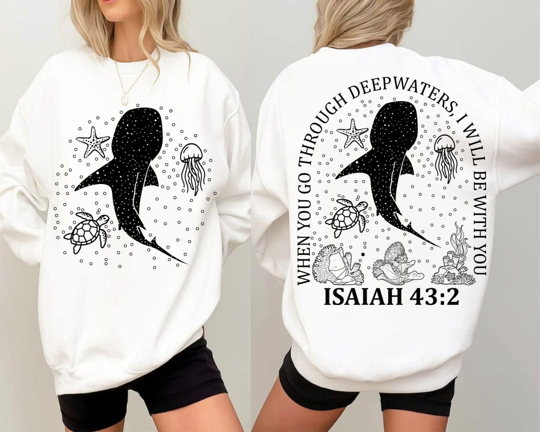 When You Go Through Deep Waters Svg, Isaiah 43:2 Png Svg, Whale Shark ...
